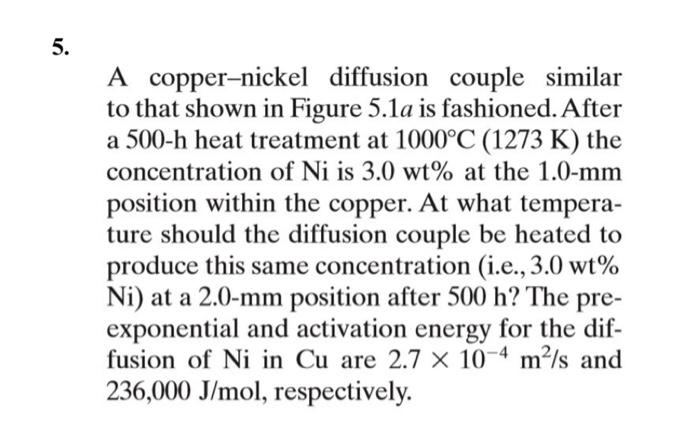 Solved A copper-nickel diffusion couple similar to that | Chegg.com