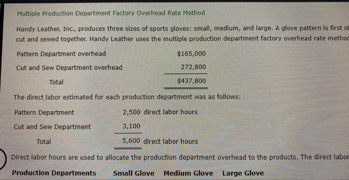 Solved Multiple Production Department Factory Overhead Rate | Chegg.com