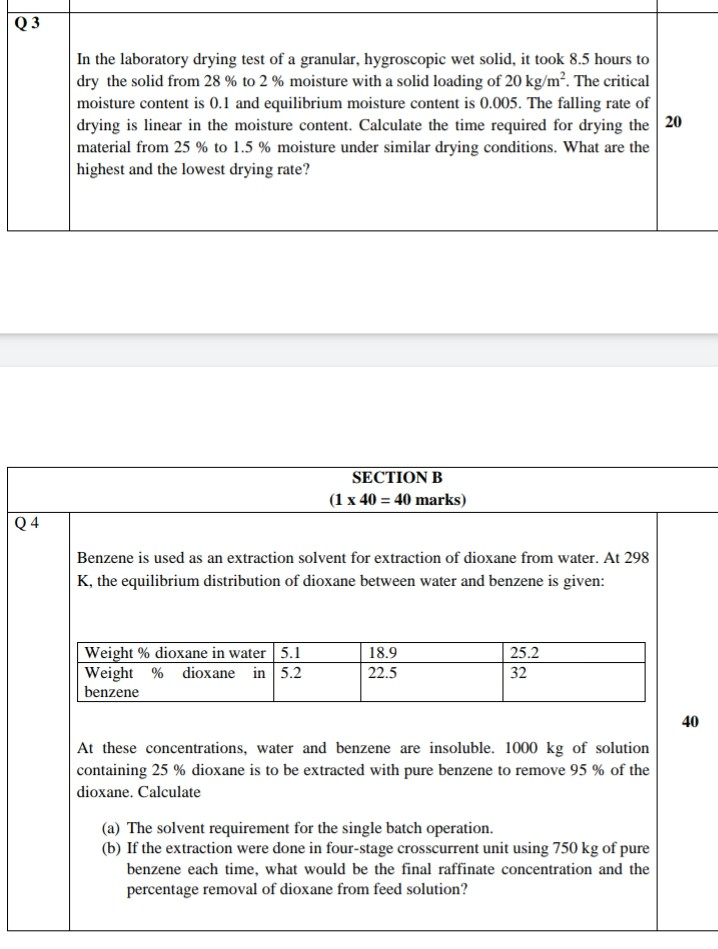 Solved Q3 In the laboratory drying test of a granular, | Chegg.com