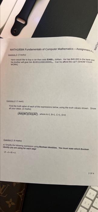 Solved MATH18584 Fundamentals of Computer Mathematics - | Chegg.com