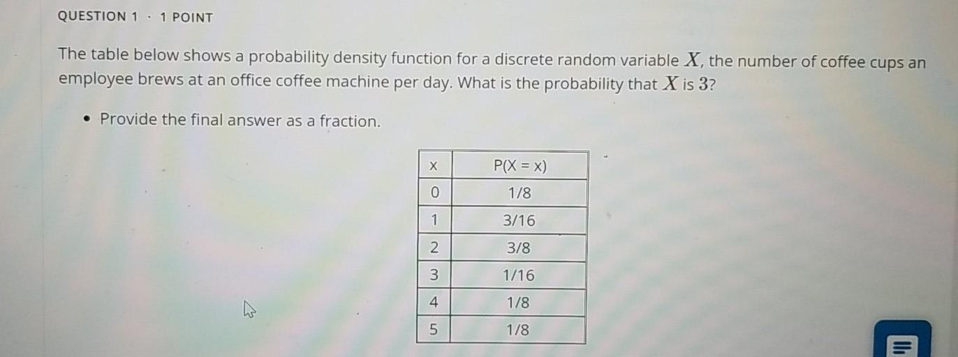 Solved QUESTION 1 . 1 POINT The table below shows a | Chegg.com