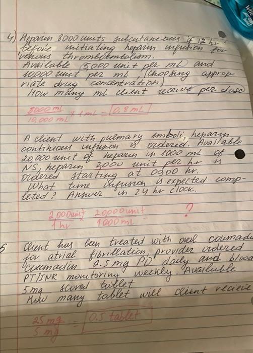 Solved 1 A clent with DVT, initial boled doFe is 70 cunct | Chegg.com