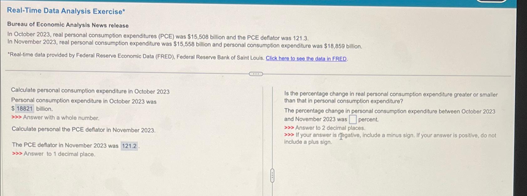 Solved Real-Time Data Analysis Exercise*Bureau of Economic | Chegg.com