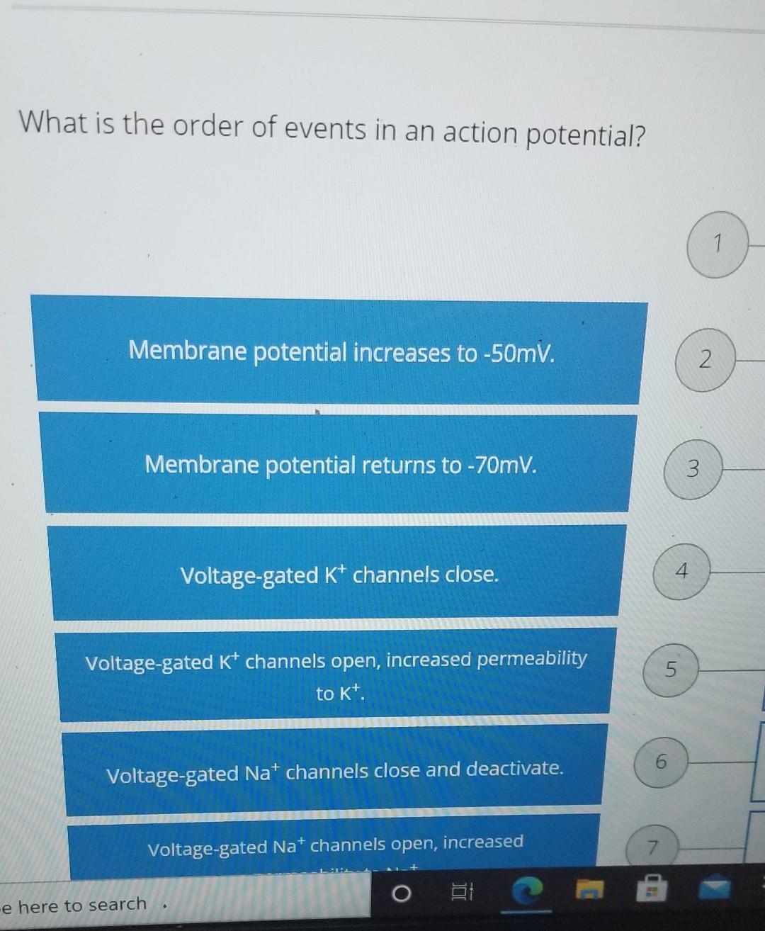 Solved What is the order of events in an action potential? 1 | Chegg.com