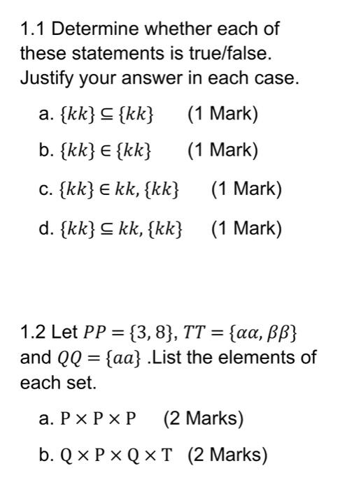 Solved 1.1 Determine whether each of these statements is | Chegg.com