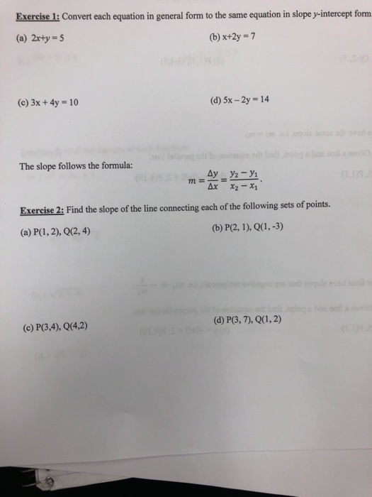 Solved Exercise 1: Convert each equation in general form to | Chegg.com
