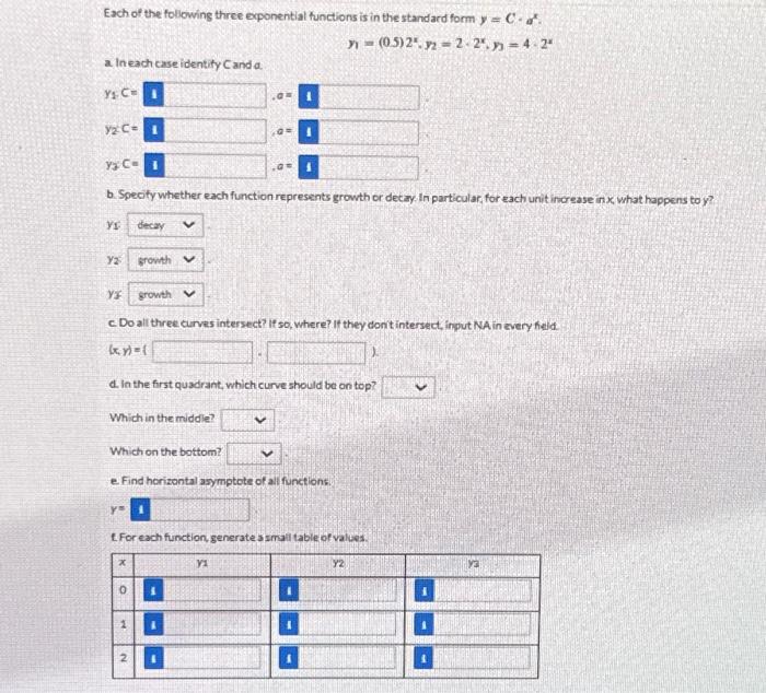 Solved Each of the following three exponential functions is | Chegg.com