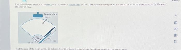 [Solved]: A windshield wiper sweeps out a sector of a circle