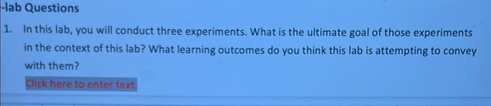 Solved -lab QuestionsIn this lab, you will conduct three | Chegg.com