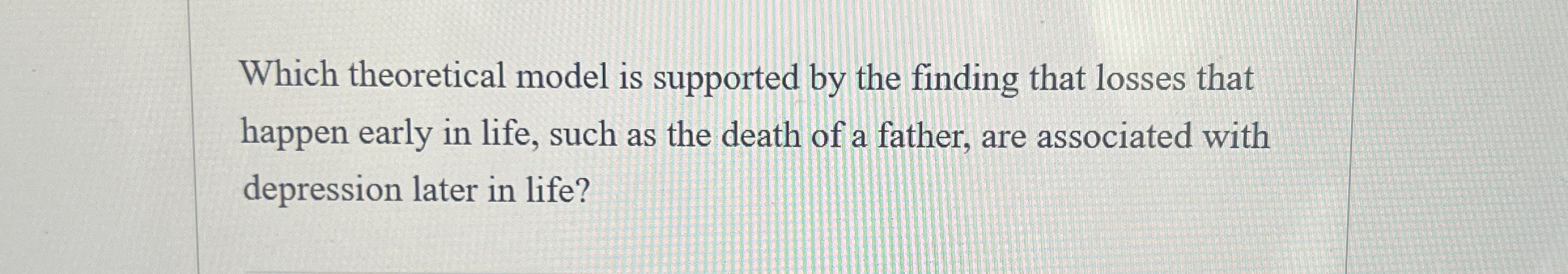 Solved Which theoretical model is supported by the finding | Chegg.com