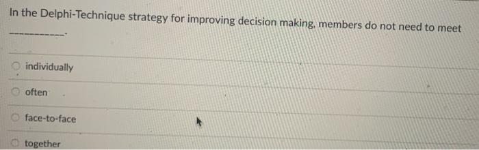Solved In the Delphi-Technique strategy for improving | Chegg.com