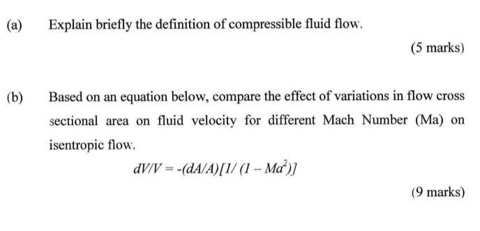 Solved (a) Explain briefly the definition of compressible | Chegg.com