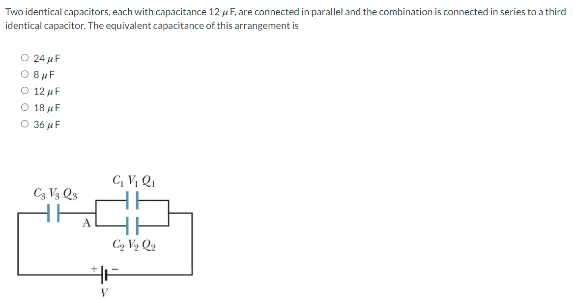 Solved Two identical capacitors, each with capacitance 12μF, | Chegg.com