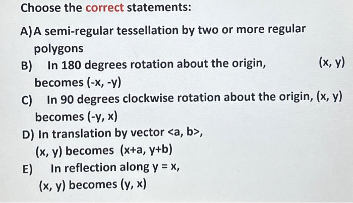 Solved Choose the correct statements: A)A semi-regular | Chegg.com