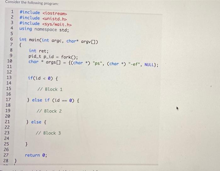 Solved Consider the following program: int ret; 1 #include | Chegg.com