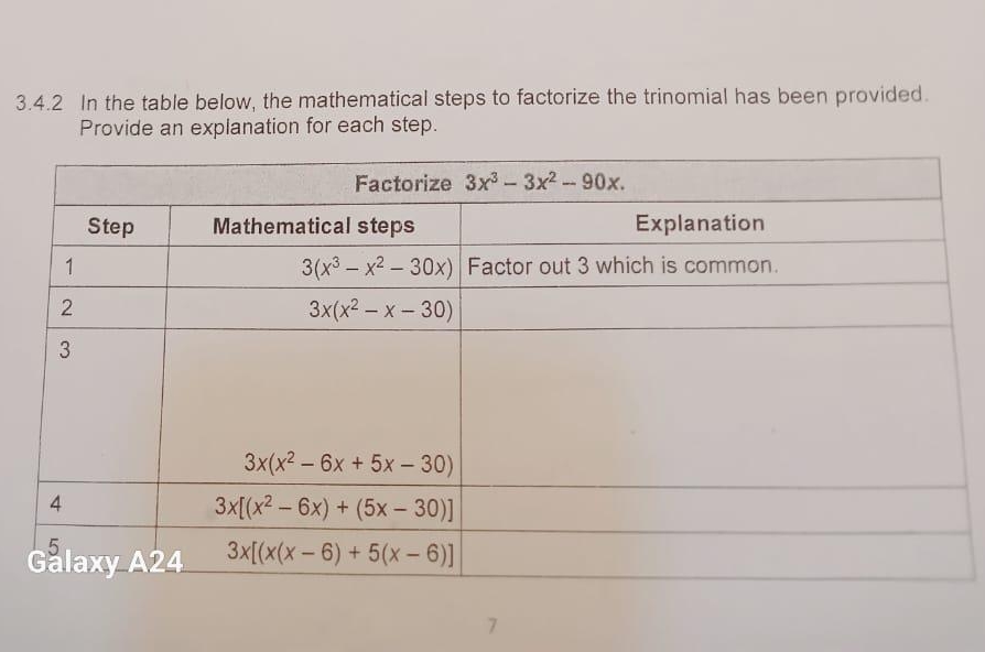 3.4.2 ﻿In the table below, the mathematical steps to | Chegg.com