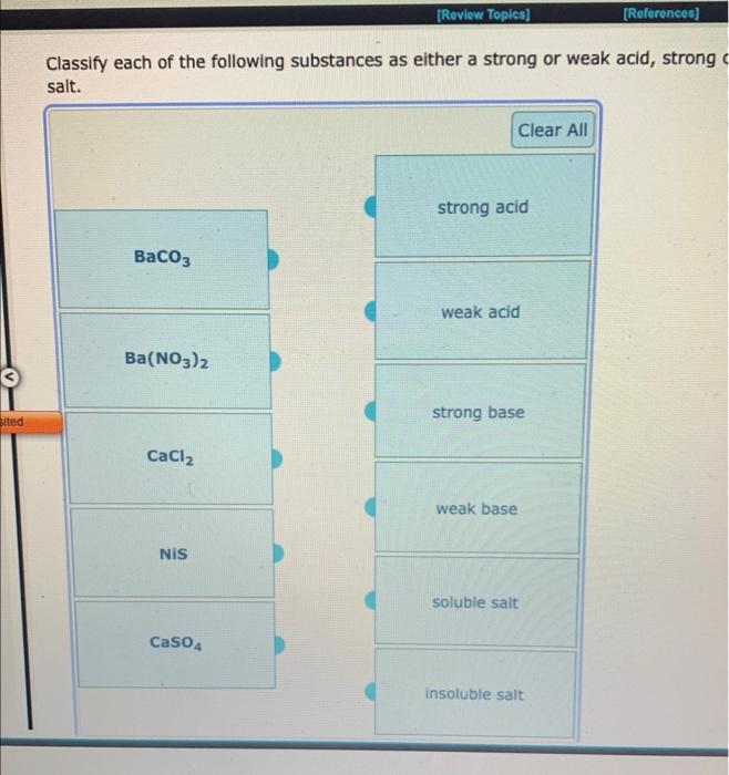 Solved classify each of the following substances as either a | Chegg.com