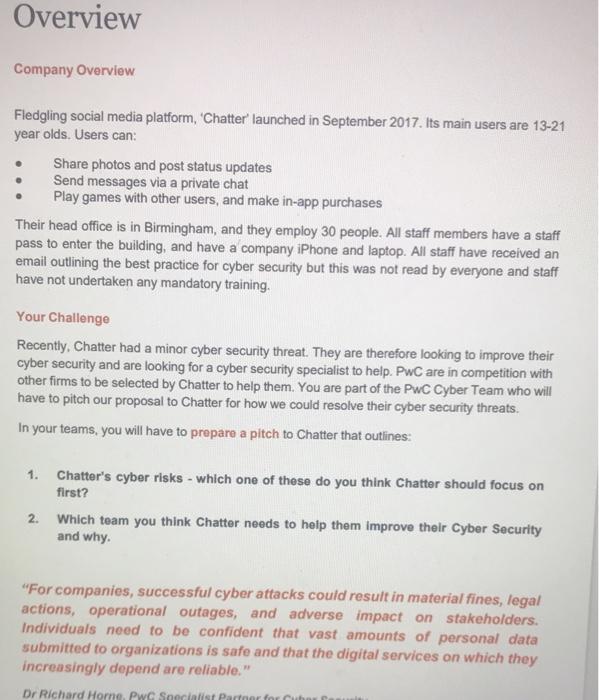 Solved please answer this table based on ( Chatter case | Chegg.com
