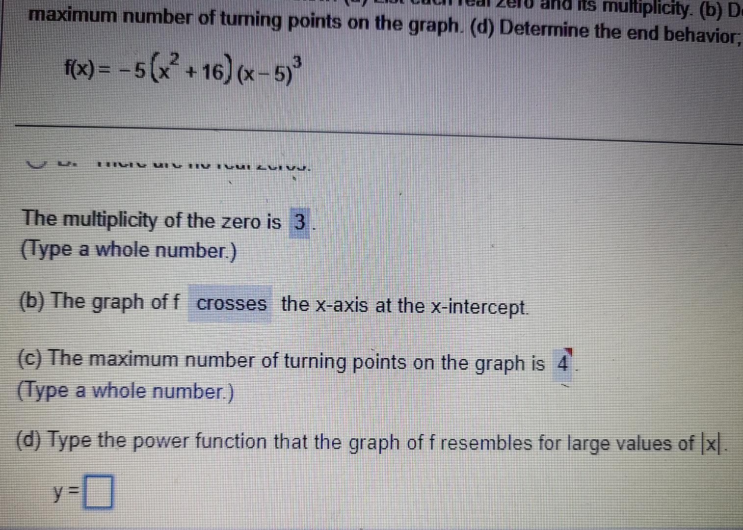 Solved maximum number of turning points on the graph. (d) | Chegg.com