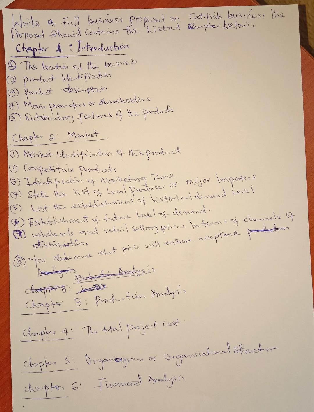 Solved Write a Full business proposal on Catfish business | Chegg.com