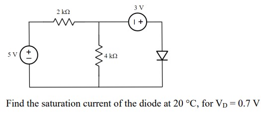 Solved Find the saturation current of the diode at 20°C, | Chegg.com