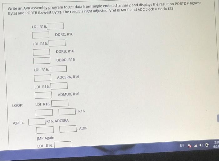 Solved Write An Avr Assembly Program To Get Data From Single 