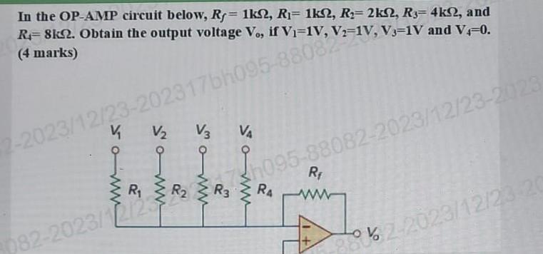 Solved In the OP-AMP circuit below, | Chegg.com