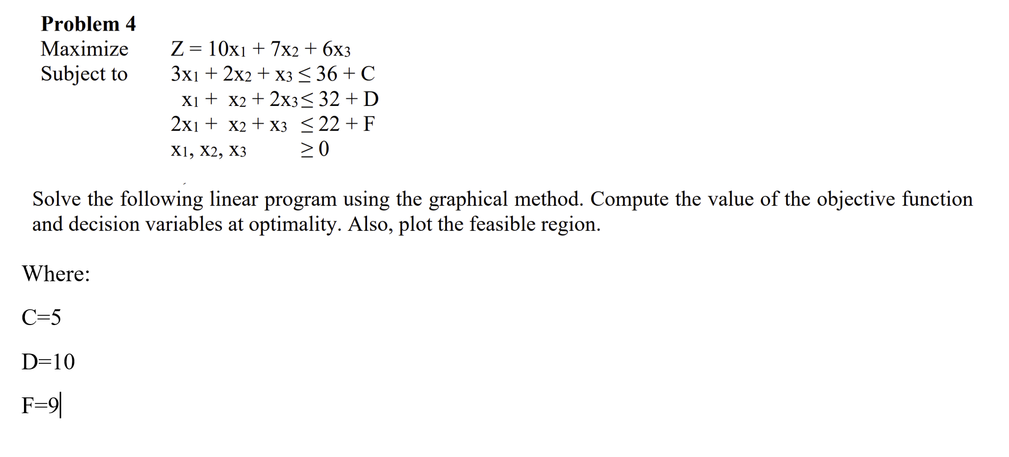 Solved Problem 4 ﻿Maximize Z=10x1+7x2+6x3 ﻿Subject | Chegg.com