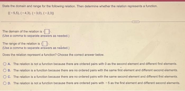 Solved State the domain and range for the following | Chegg.com