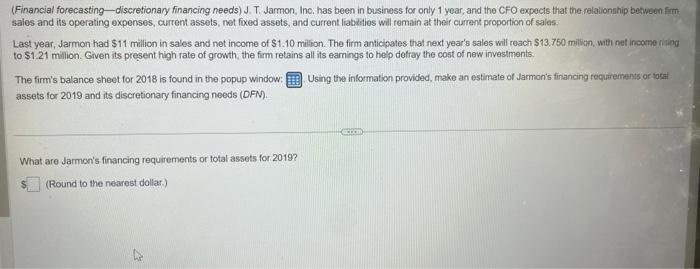 Solved (Financial forecasting-discretionary financing needs) | Chegg.com