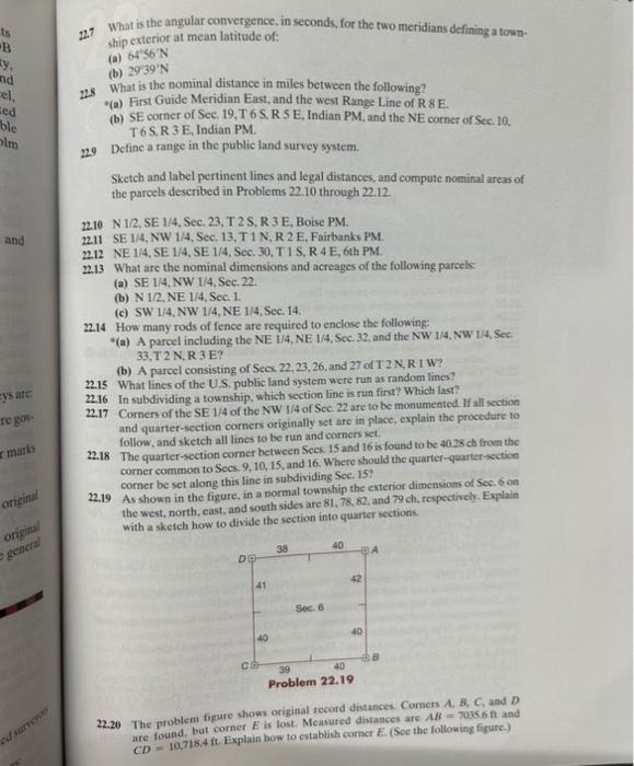 Solved 2.18 The quarter-section corner between Secs. 15 and | Chegg.com