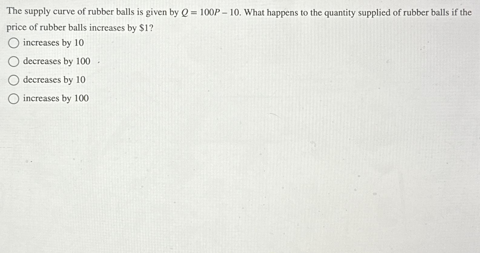 Solved The supply curve of rubber balls is given by | Chegg.com