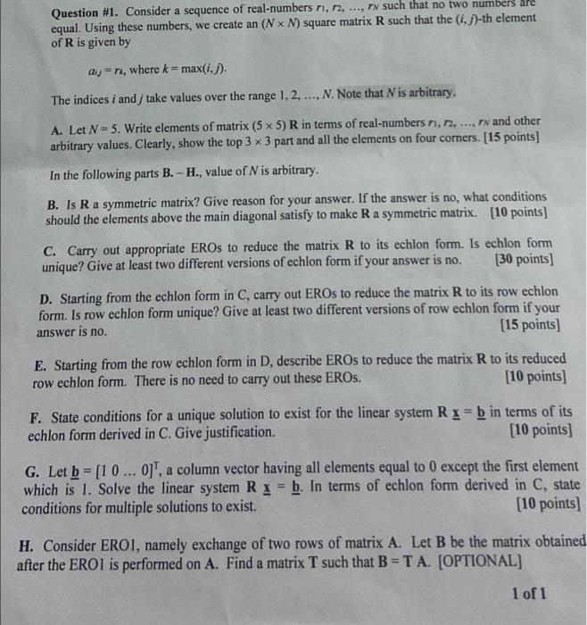 Solved Question #1. Consider a sequence of real-numbers ri, | Chegg.com