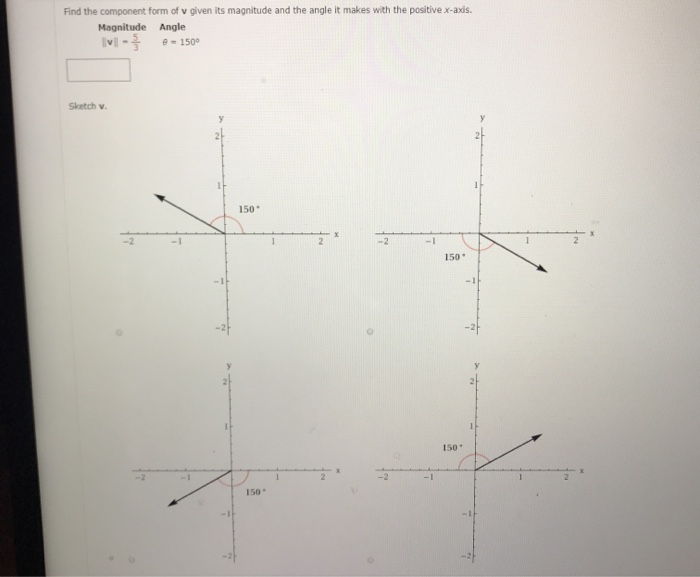 Solved Find the component form of v given its magnitude and | Chegg.com