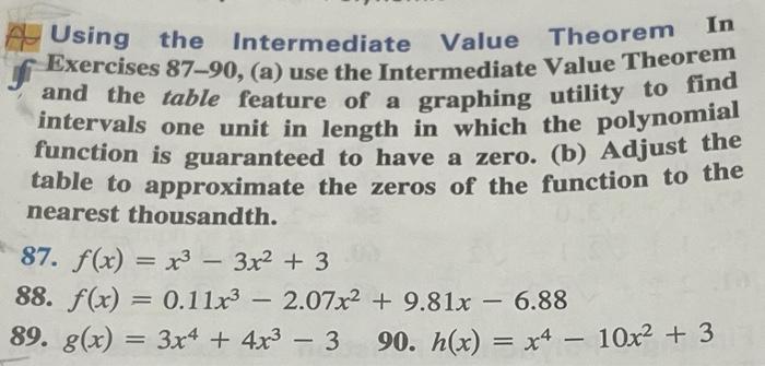 Solved Using the Intermediate Value Theorem In Exercises | Chegg.com
