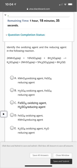 Solved 10:04 utsa.blackboard.com Remaining Time: 1 hour, 18 | Chegg.com