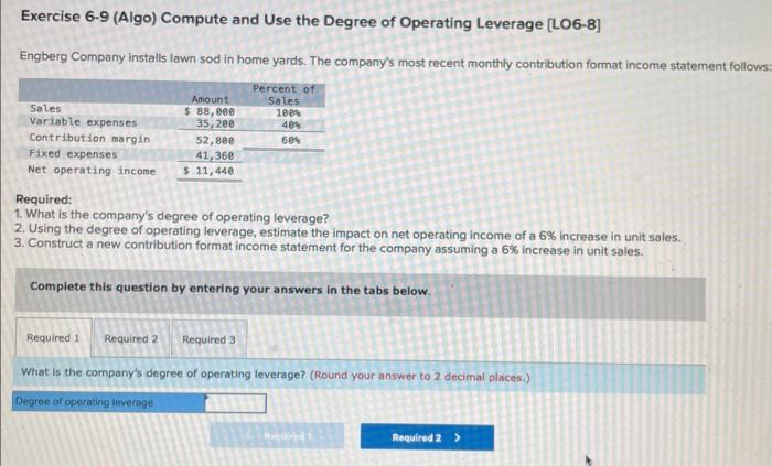 Solved Exercise 6-9 (Algo) Compute and Use the Degree of | Chegg.com