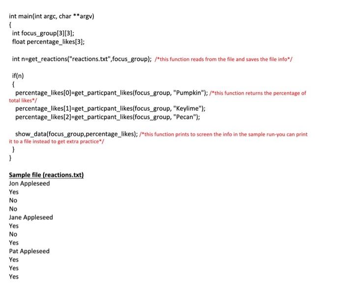 Solved int main(int arge, char **argv) { int | Chegg.com