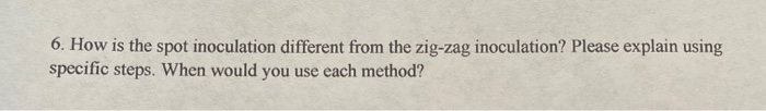 Solved 6. How is the spot inoculation different from the | Chegg.com
