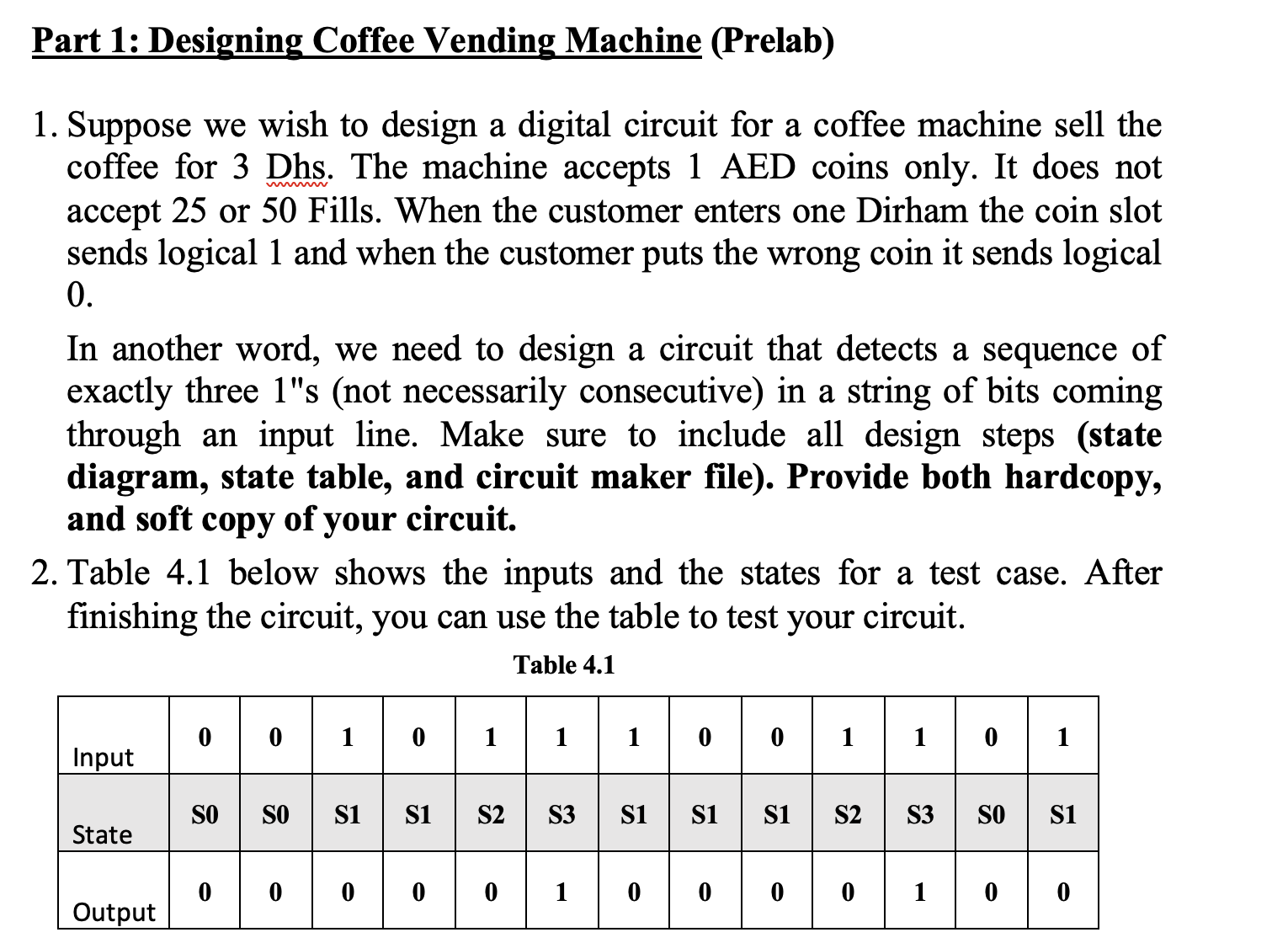 Solved Part 1: Designing Coffee Vending Machine | Chegg.com