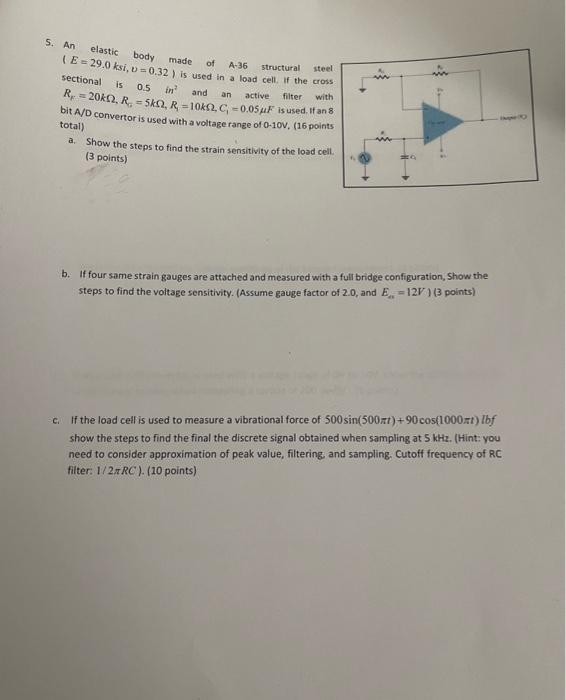 Solved sectional s,v=0.32 i is used in a load cell. If the | Chegg.com