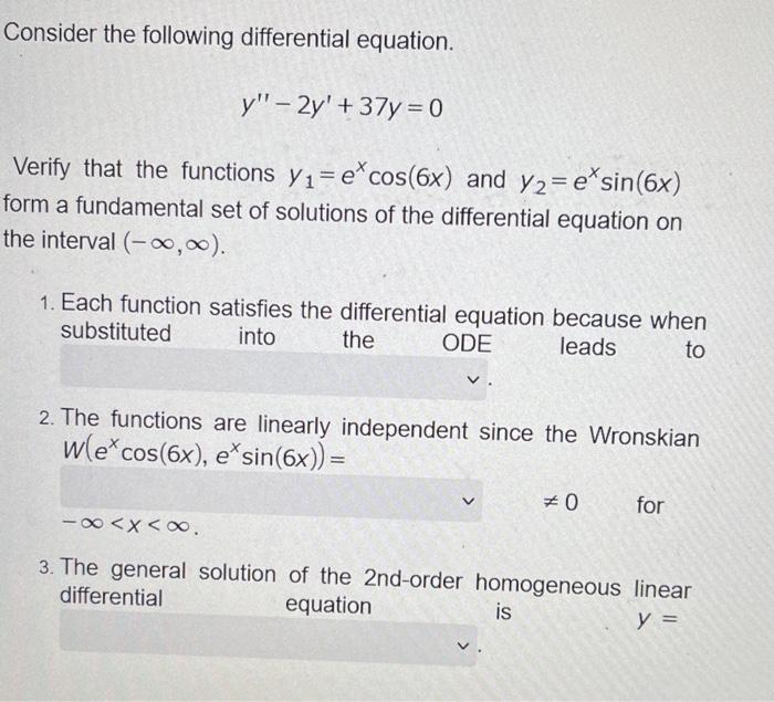 Solved Consider the following differential equation. | Chegg.com