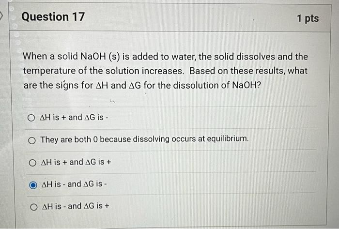 Solved When a solid NaOH (s) is added to water, the solid | Chegg.com