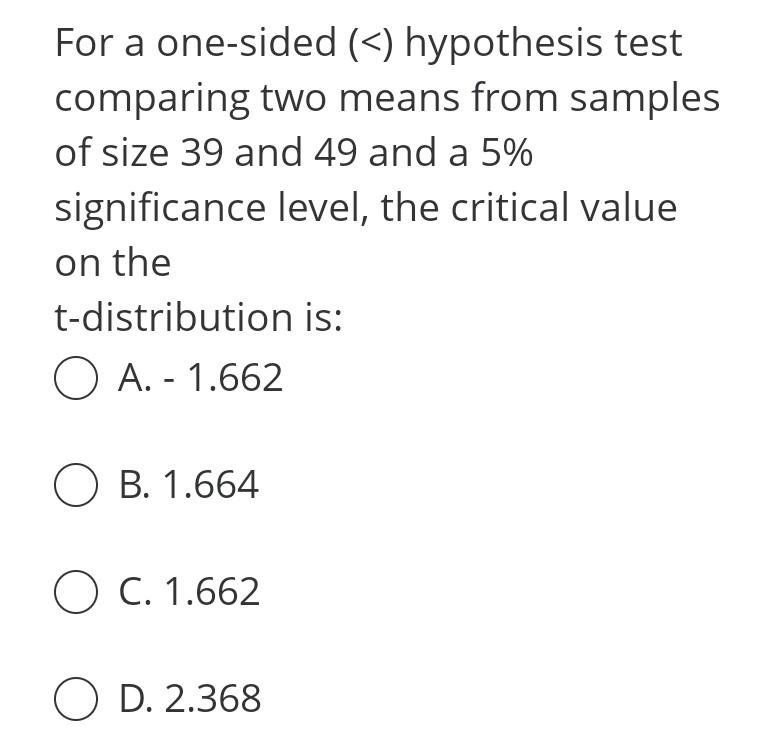 Solved For a one-sided