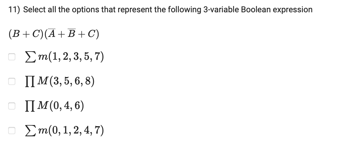 Solved Select all the options that represent the following | Chegg.com