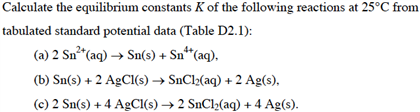 Solved Calculate the equilibrium constants K of the | Chegg.com