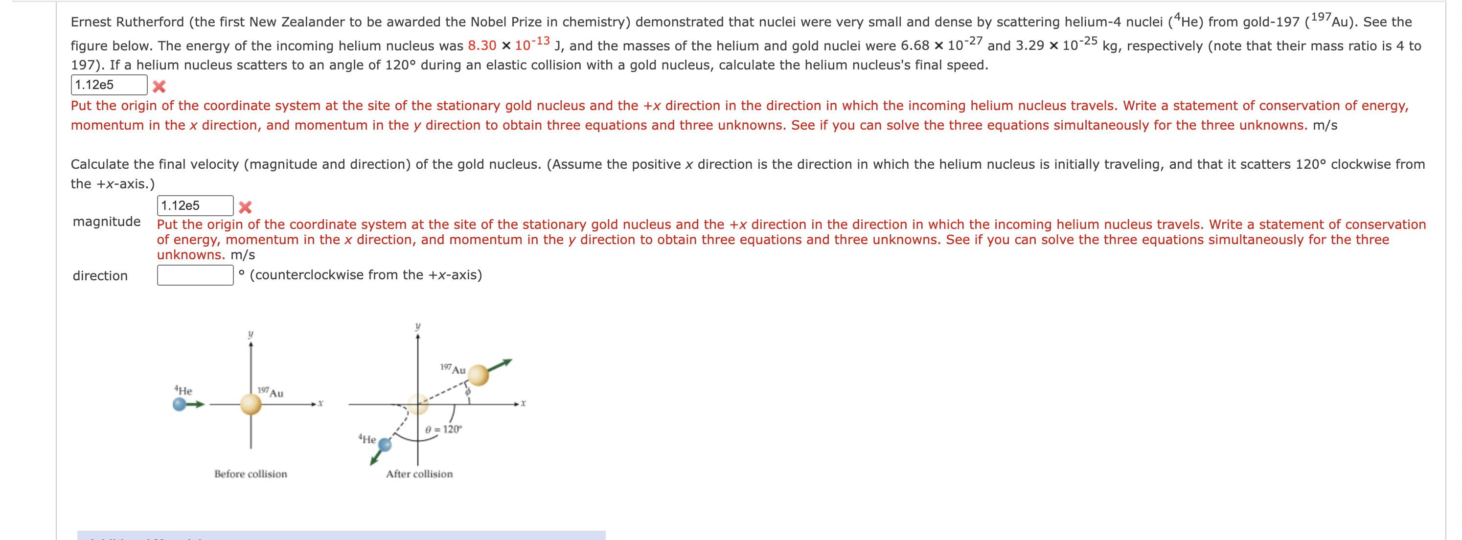 Solved . ﻿If a helium nucleus scatters to an angle of 120° | Chegg.com