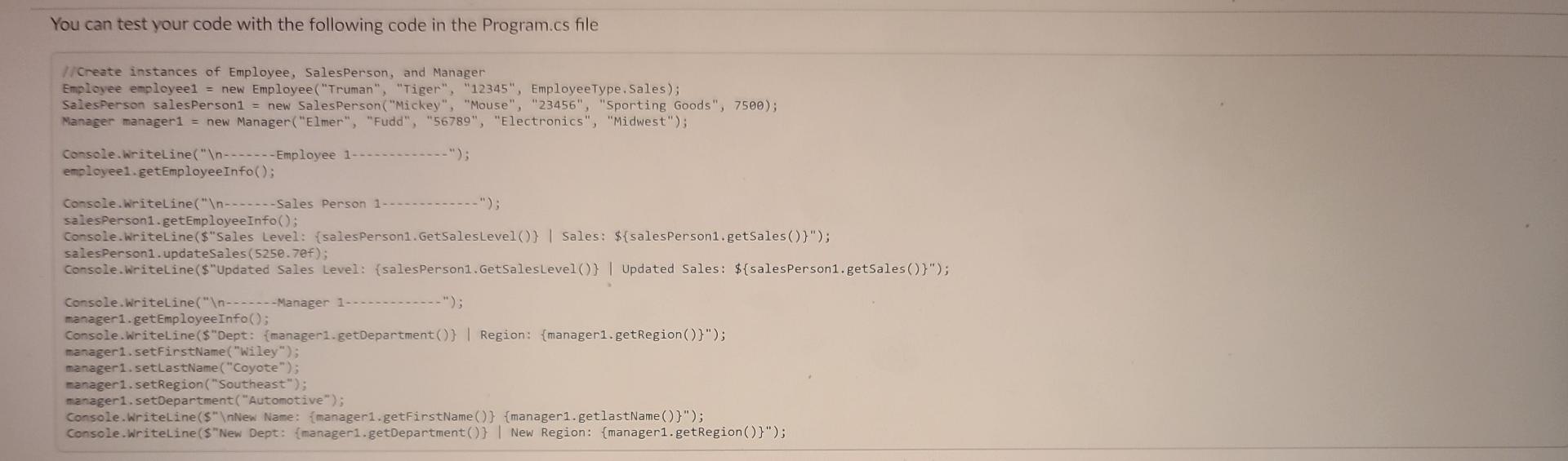 Solved below. Inheritance in C\#. Requirements: Project | Chegg.com