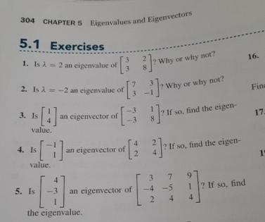 Solved 304CHAPTER 5 ﻿Eigenvalues and Eigenvectors5.1 | Chegg.com