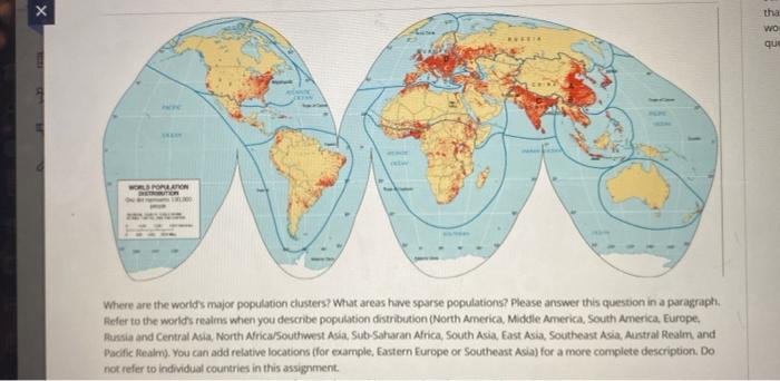 Solved Where are the worlds major population clusters? What | Chegg.com